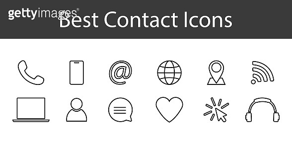 Collection of Business symbols. Contact us signs. Location and contact ...