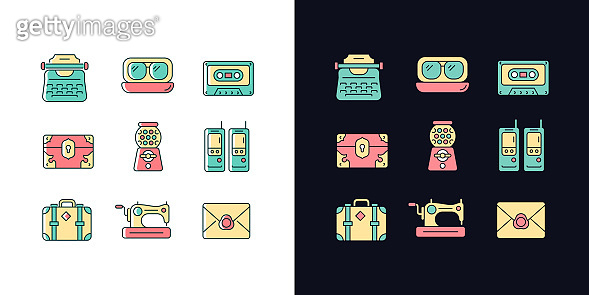 Vintage-inspired style light and dark theme RGB color icons set 이미지 ...