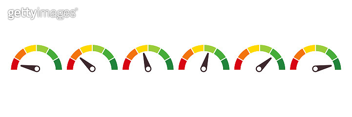 Speedometer Tachometer Indicator Icons Performance Measurement White Background Vector