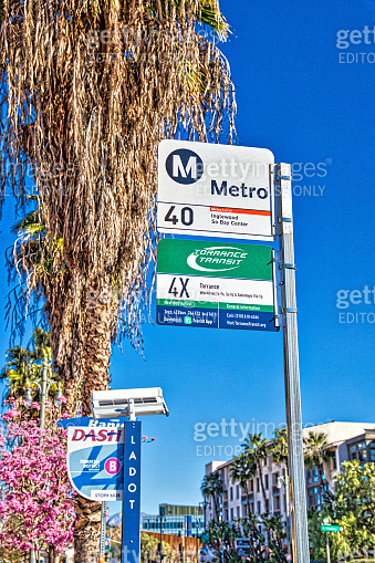 Los Angeles Metro, DASH and Torrance Transit Bus Stop at Downtown Los ...