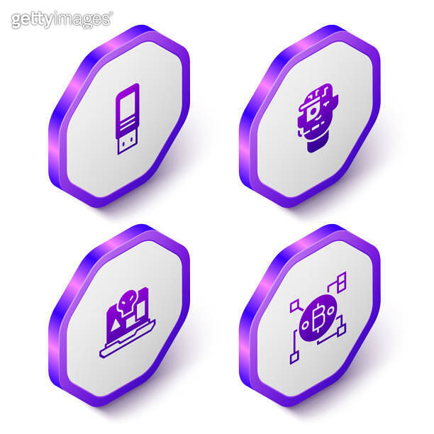 Set Isometric USB flash drive, Smart glasses on spectacles, Internet ...