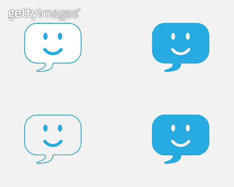balloon icon with smiley face, speech bubble with emoticon face icon ...