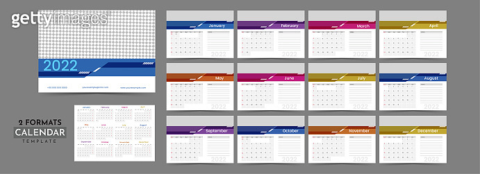 2022 Modern Yearly Calendar Design In Two Formats With Copy Space ...