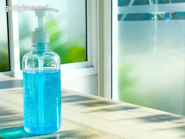 Alcohol Hand Rub bottle on the room hospital concept use scrub and wash ...