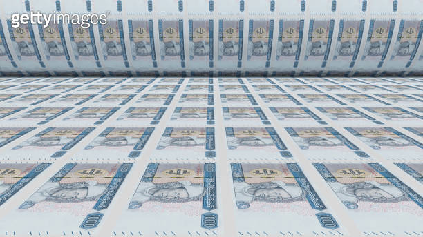 Inflation. Myanmar kyat banknotes or bills, MMK currency cash in Burma ...