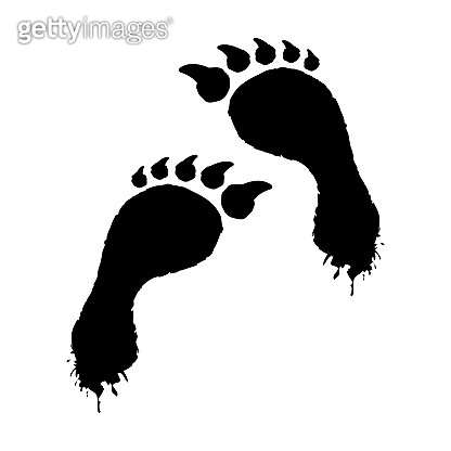 Smeared werewolf footprints icon. Black footprints mystical creature ...