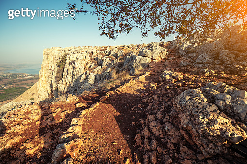 Rocky landscape in northern Israel. Arbel cliff on Mount Nitai (Har ...