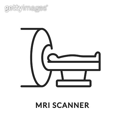 MRI scanner flat line icon. Vector illustration medical equipment for ...