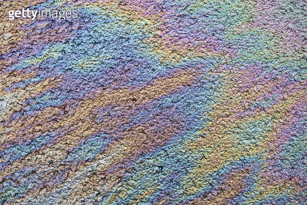 Oil Spill Pattern on Wet Asphalt. Abstract Colourful Background Image ...