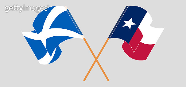 Crossed and waving flags of Scotland and the State of Texas 이미지 ...