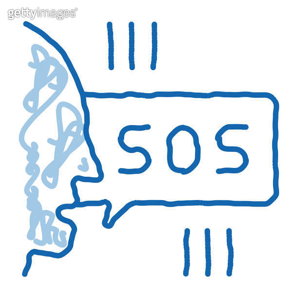 human screaming sos doodle icon hand drawn illustration (1317753056 ...