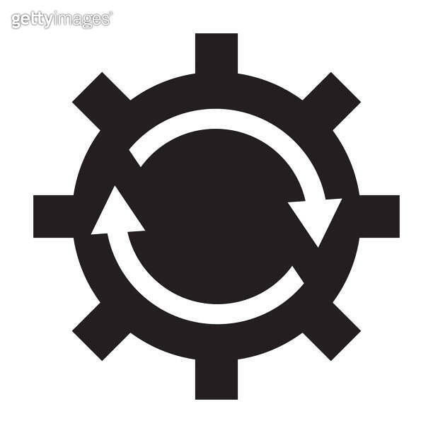 Cogwheel with circular arrows as a software update symbol. Simple icon ...