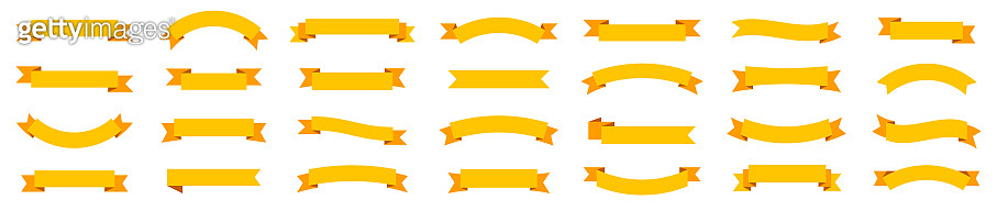 Ribbon banner set. Ribbons collection. Yellow ribbons. Vector ribbon ...