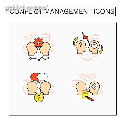 Conflict management color icons set (1321321926) - 게티이미지뱅크