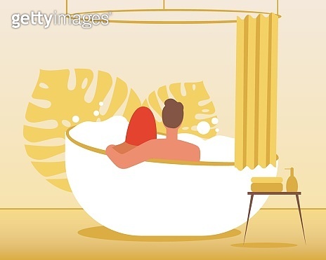 Couple hugs in bathroom, flat vector stock illustration with bubble ...