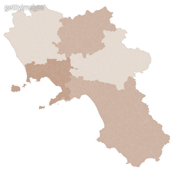 Campania map, division by provinces and municipalities. Italy ...