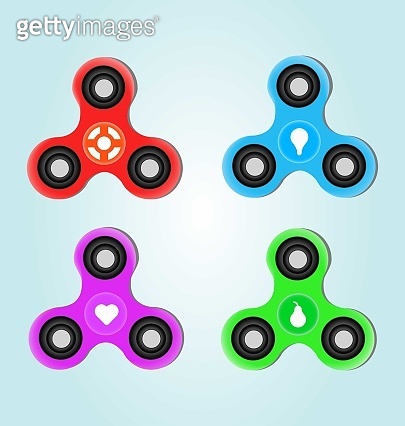 4 Realistic Fidget Spinners With Different Icons And Colors 이미지 ...