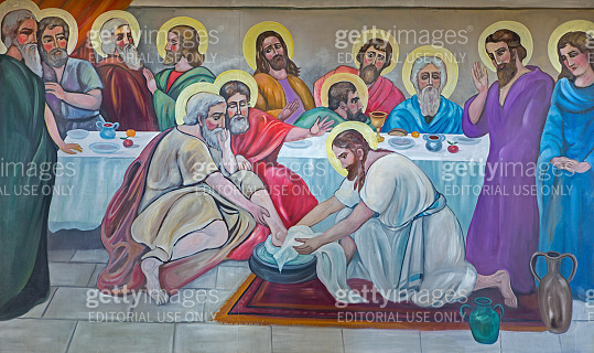 Bethlehem - The modern fresco of Feet washing at the last supper ...