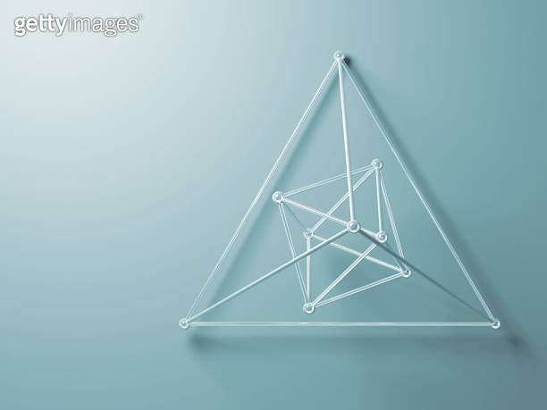 Wire-frame lattice object, abstract triangular 3d geometric structure ...