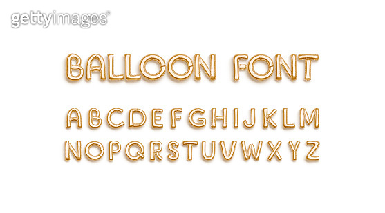 Inflated gold balloon font with capital alphabet, top view (1334446904 ...