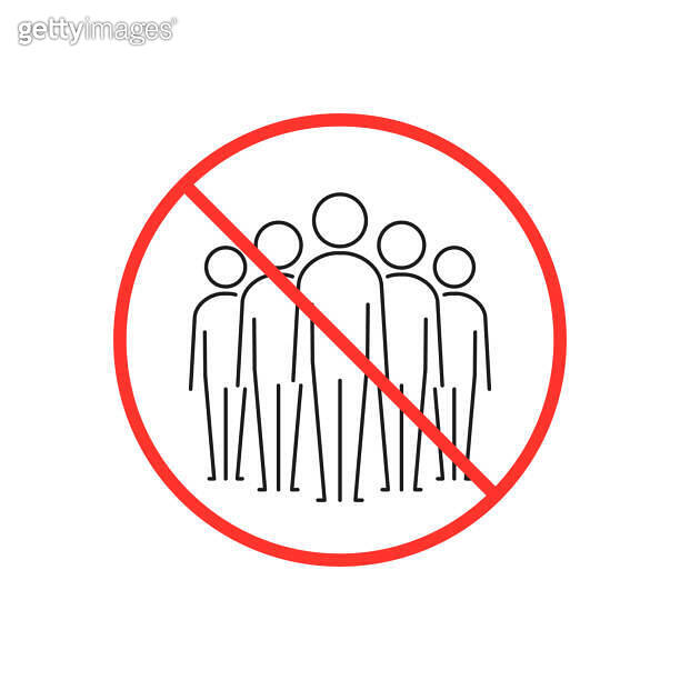 No crowd sign Prohibition icon for quarantine. No people sign simple ...