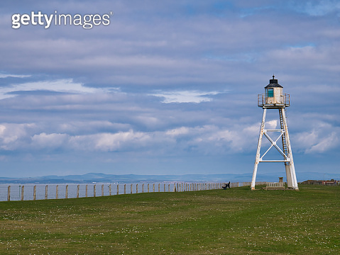 Built on a steel tower, the 12m tall East Cote lighthouse at Silloth on ...