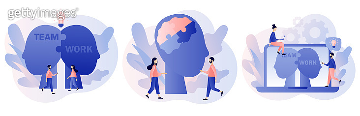 Human heads puzzle. Mental health. Mutual understanding. Knowledge ...