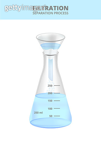 Vector chemical scientific illustration of filtration of water solution ...