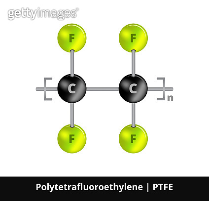 Vector ball-and-stick model of thermoplastic hydrophobic fluorocarbon ...
