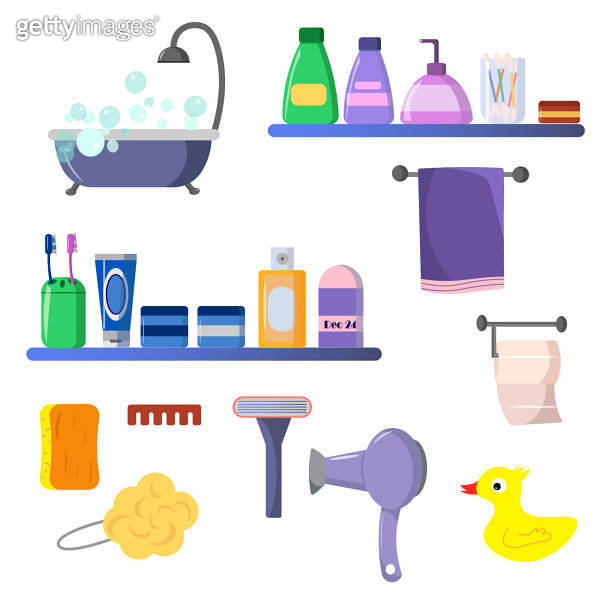 Set with items for the bathroom. Care items - shampoo, soap ...