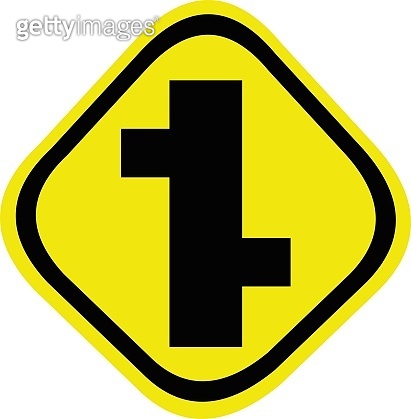 Vector illustration of road sign emoticon - staggered crossroads ...