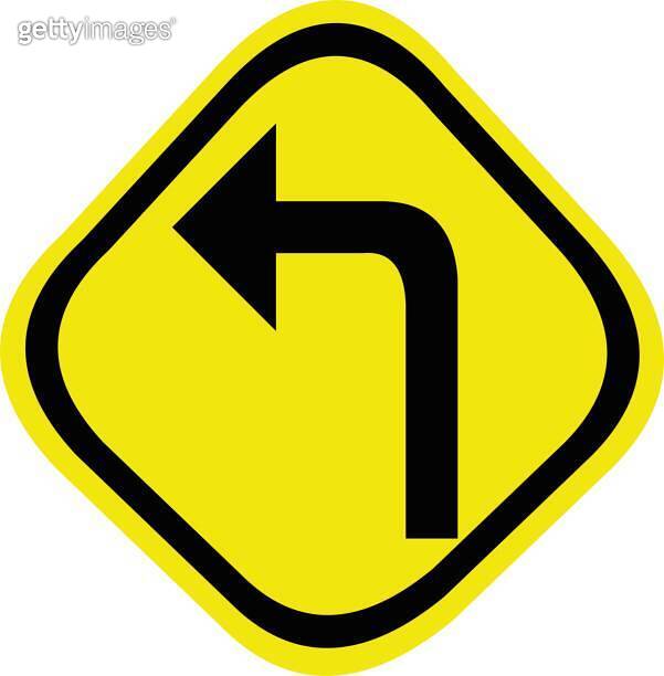 Vector illustration of road sign emoticon - left turn (1334856405) 일러스트 ...