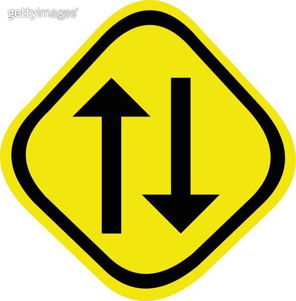 Vector illustration of road sign emoticon - two way traffic (1334846952 ...
