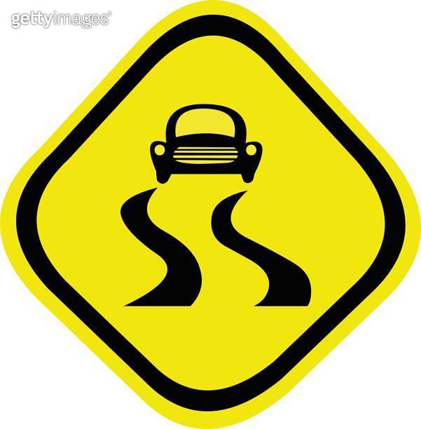 Vector illustration of road sign emoticon - slippery (1334843460) 일러스트 ...