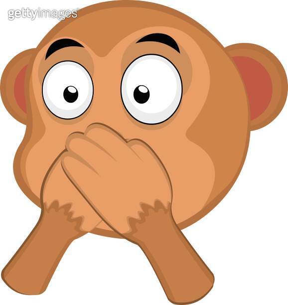 Vector emoticon illustration of the face of a cartoon monkey with his ...