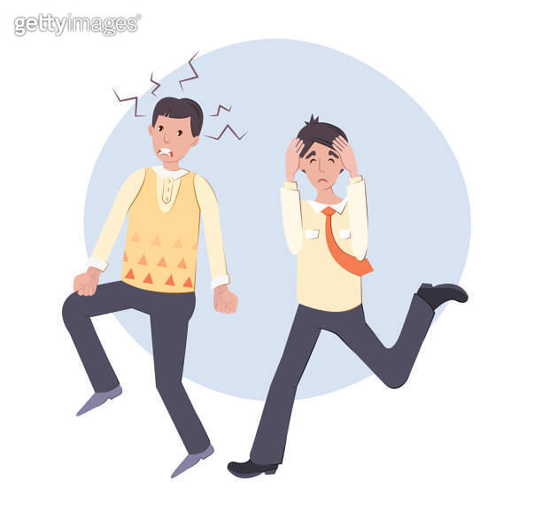 Tired and angry people dismissed from work during the crisis. Men who ...