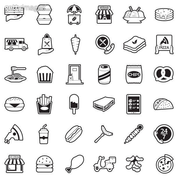 Fast Food Icons. Line With Fill Design. Vector Illustration. 이미지 ...
