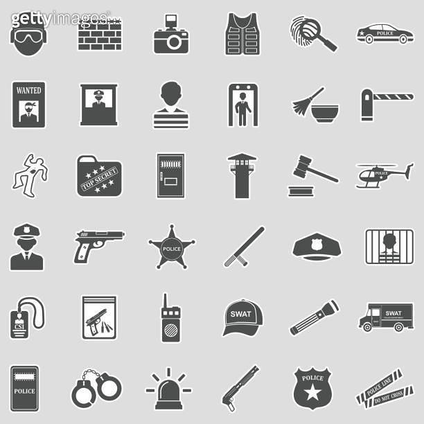 Police Icons. Sticker Design. Vector Illustration. 이미지 (1339424857 ...