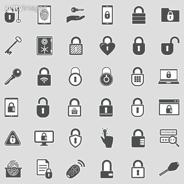 Keys And Locks Icons. Sticker Design. Vector Illustration. 이미지 ...