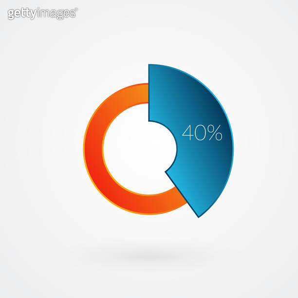 40 percent isolated pie chart. Percentage vector, infographic gradient ...