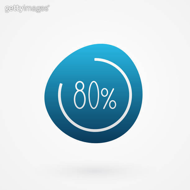80 percent isolated pie chart. Vector infographic gradient icon. Sign ...