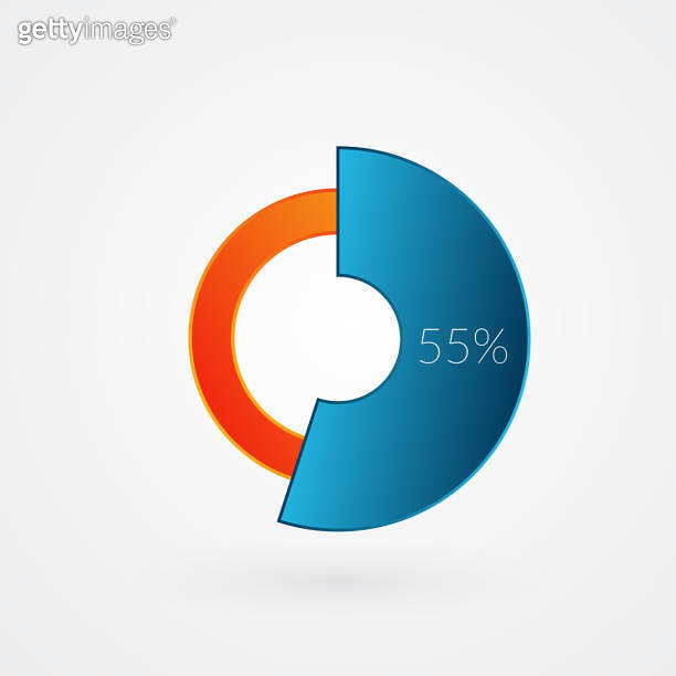 55 percent isolated pie chart. Percentage vector, infographic gradient ...