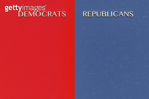US Democrat and Republican banner in red and blue. There is space to ...