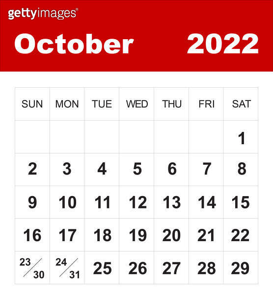 October 2022 calendar 이미지 (1335687664) - 게티이미지뱅크
