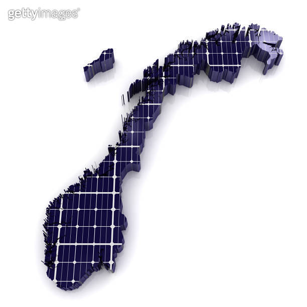 Norway map solar panels renewable energy (1308393179) - 게티이미지뱅크
