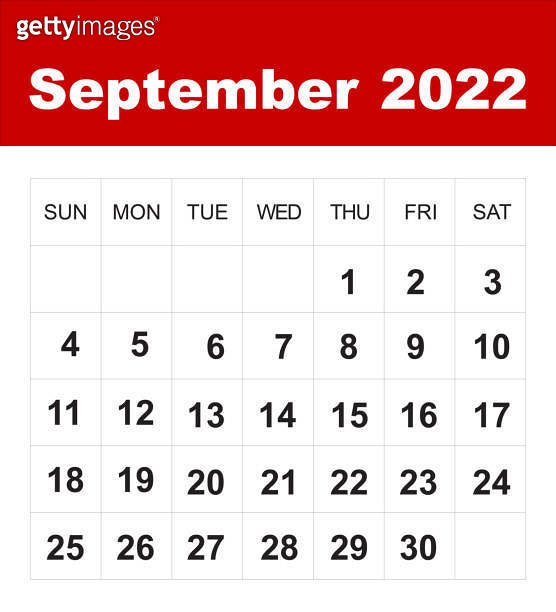 September 2022 calendar 이미지 (1335687015) - 게티이미지뱅크