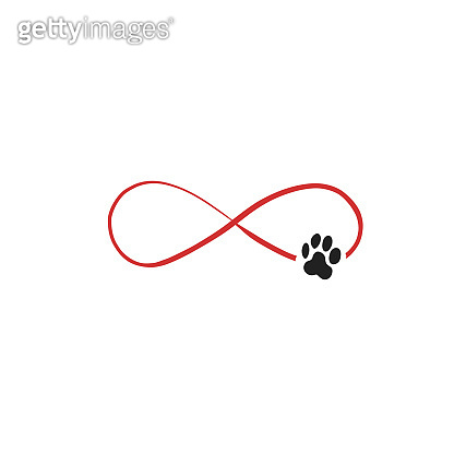 Elegant infinity sign with dog's footprint, vector illustration ...