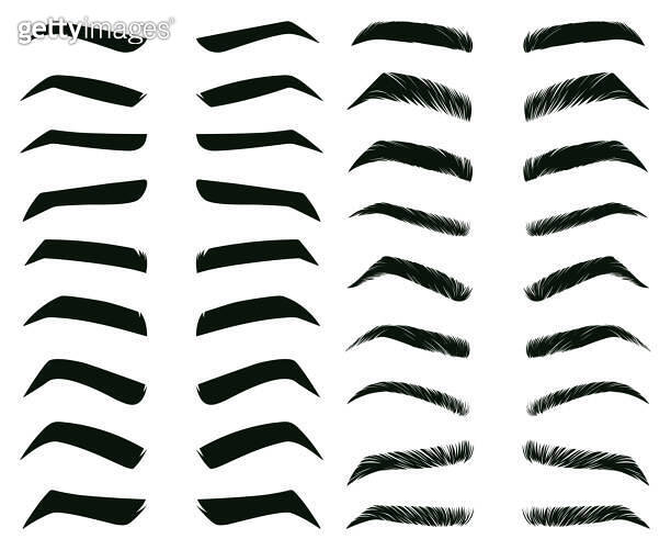 Cartoon eyebrows shapes, thin, thick and curved eyebrows. Classic ...