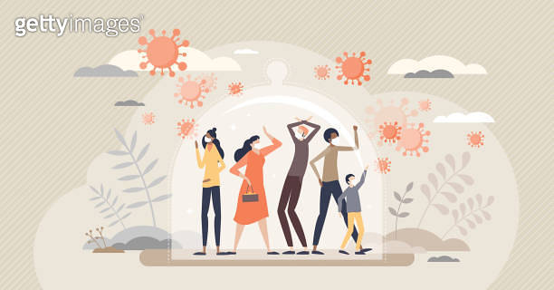 Herd immunity as immunized group with covid protection tiny person ...