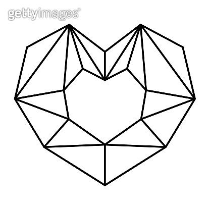 Geometric heart shape vector illustration. Simple linear icon ...